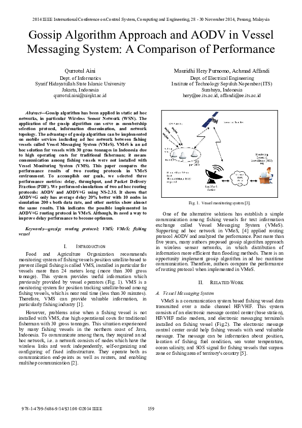 (PDF) Gossip algorithm approach and AODV in Vessel Messaging System: A ...