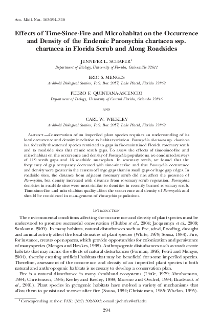 (PDF) Effects of Time-Since-Fire and Microhabitat on the Occurrence and ...