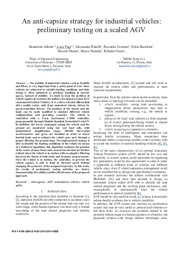 (PDF) An anti-capsize strategy for industrial vehicles: preliminary ...