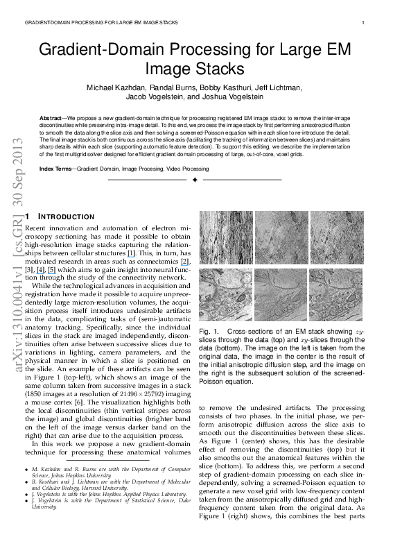 (PDF) Gradient-Domain Processing for Large EM Image Stacks