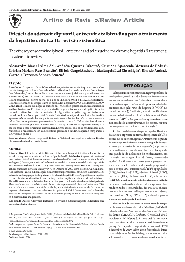 (PDF) Eficácia do adefovir dipivoxil, entecavir e telbivudina para o ...