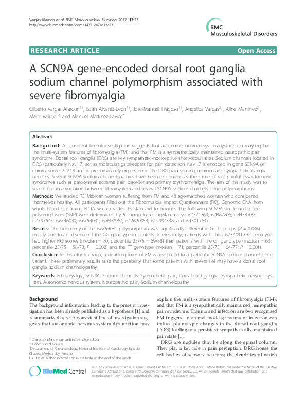 (PDF) A SCN9A gene-encoded dorsal root ganglia sodium channel polymorphism associated with ...