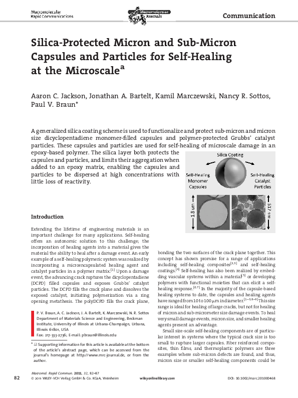 (PDF) Silica-Protected Micron and Sub-Micron Capsules and Particles for ...