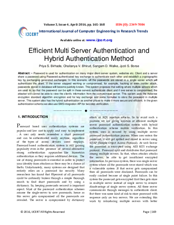 (PDF) Efficient Multi Server Authentication and Hybrid Authentication ...