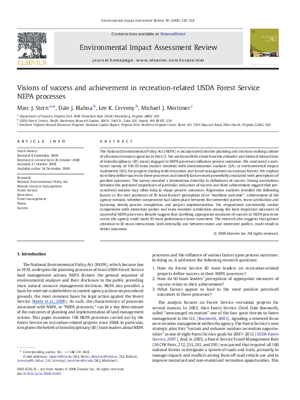 (PDF) Visions of success and achievement in recreation-related USDA ...