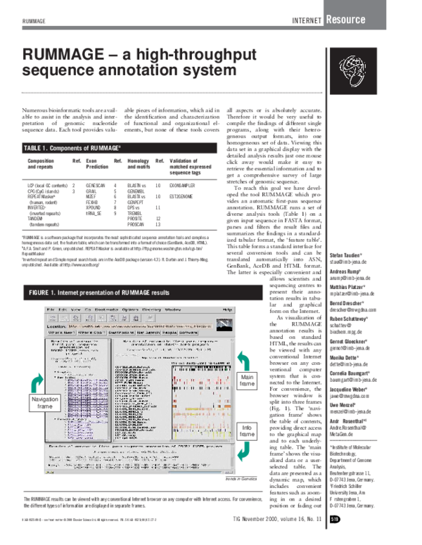 (PDF) RUMMAGE – a high-throughput sequence annotation system