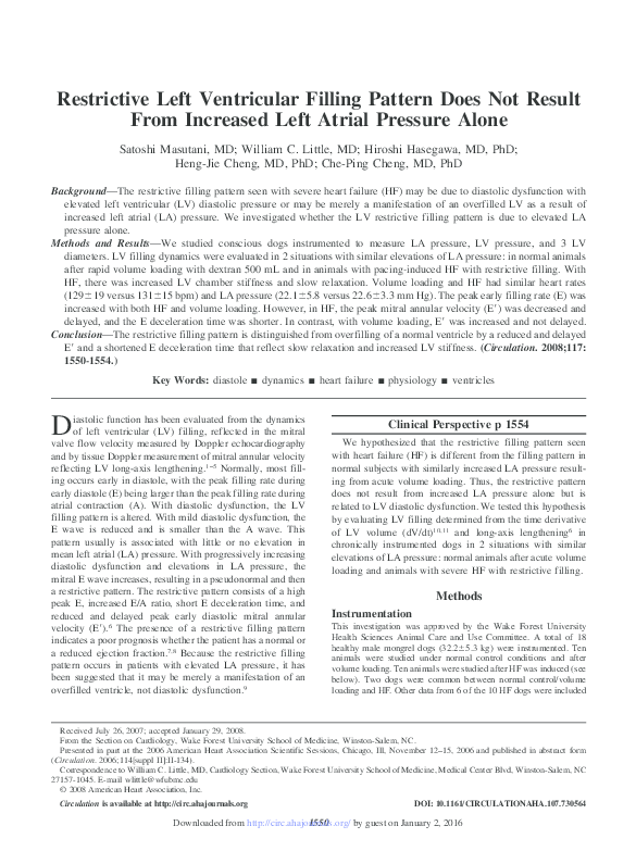 (PDF) Restrictive Left Ventricular Filling Pattern and Risk of New ...