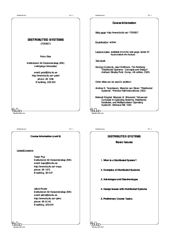 Pdf Course Information Contd Distributed Systems Basic Issues 1 What Is A Distributed 3699
