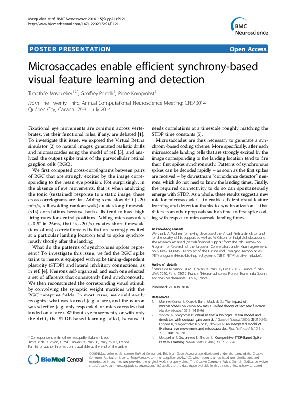 (PDF) Microsaccades enable efficient synchrony-based visual feature learning and detection