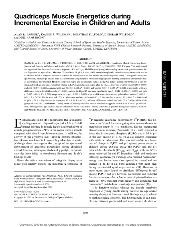 (PDF) Quadriceps Muscle Energetics during Incremental Exercise in ...