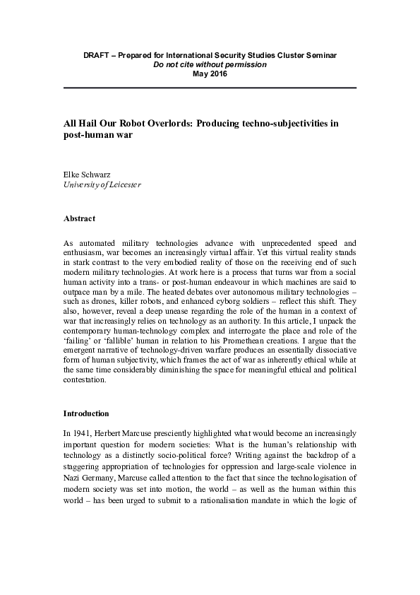 (DOC) All Hail Our Robot Overlords: Producing techno-subjectivities in ...