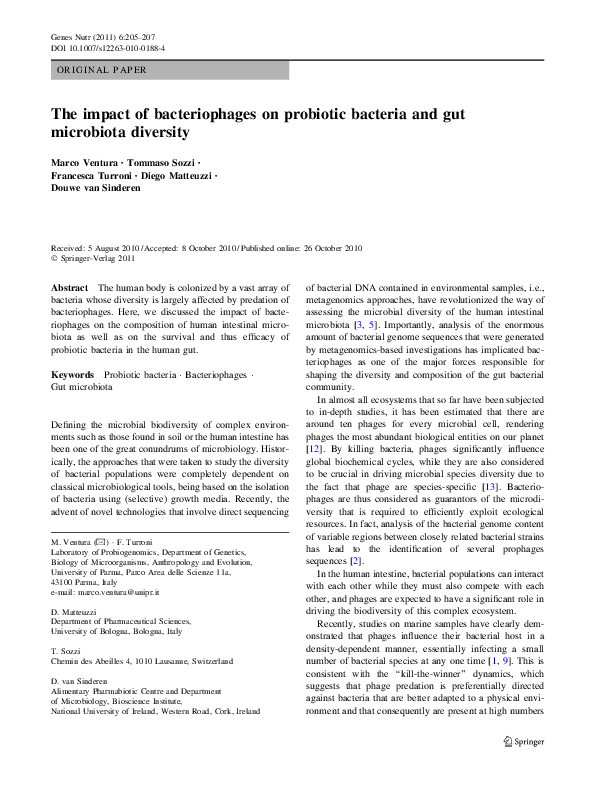 (PDF) The impact of bacteriophages on probiotic bacteria and gut microbiota diversity