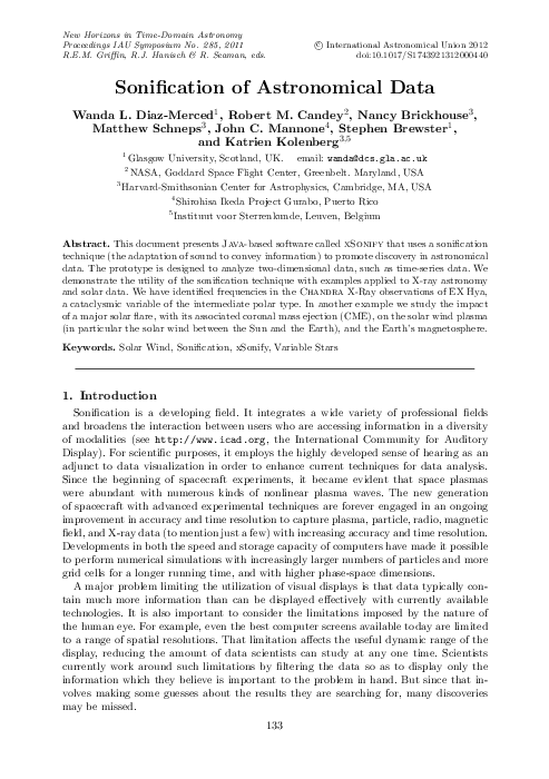 (PDF) Sonification of Astronomical Data