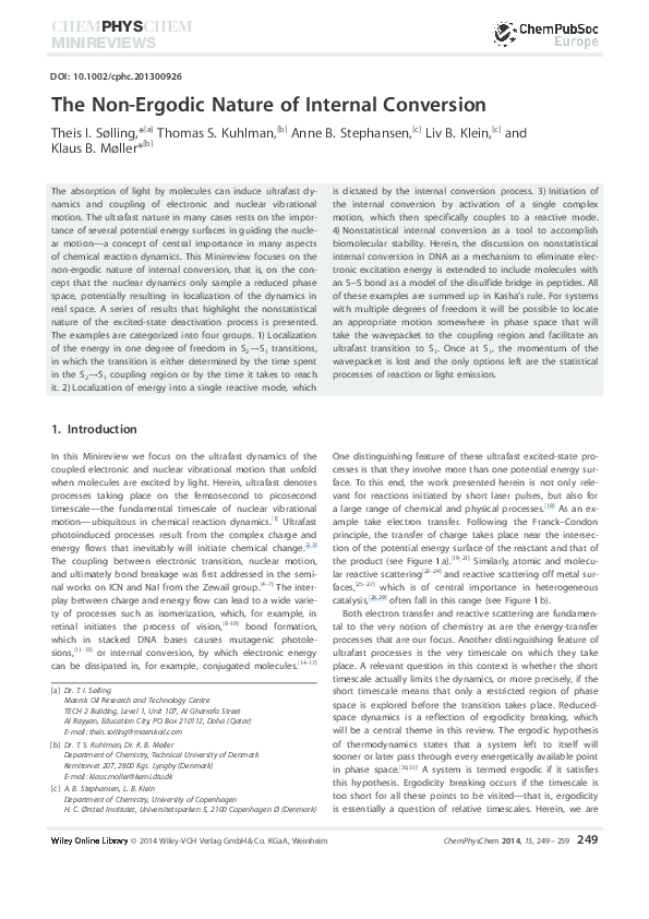 (PDF) The Non-Ergodic Nature of Internal Conversion