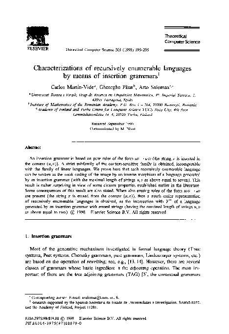 Pdf Characterizations Of Recursively Enumerable Languages By Using Copy Languages Arto
