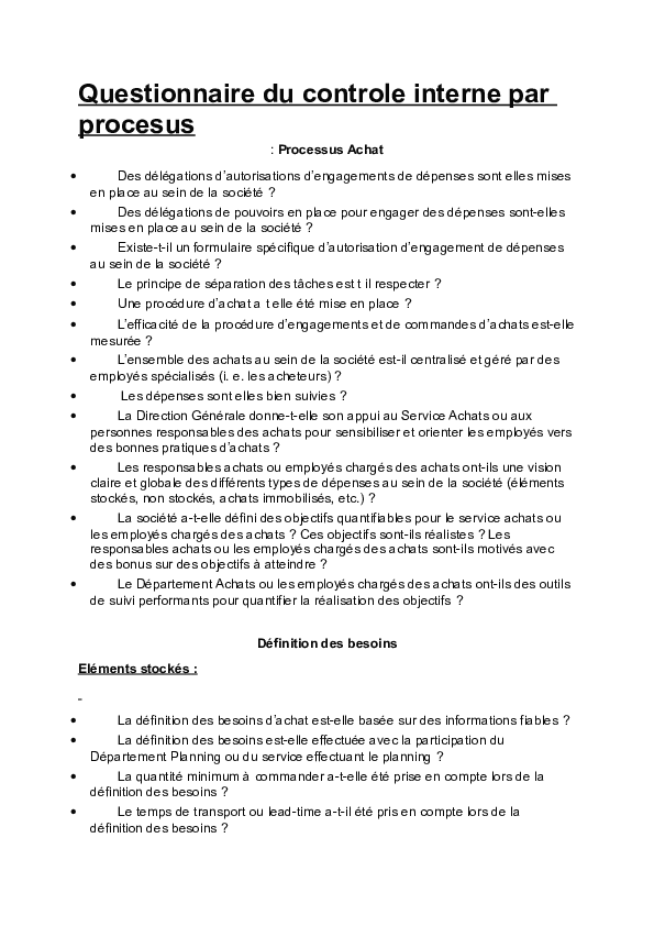(DOC) Questionnaire du controle interne par procesus