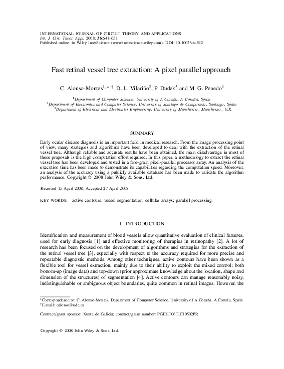 (PDF) Fast retinal vessel tree extraction: A pixel parallel approach