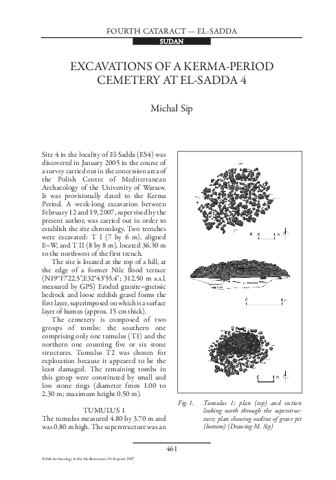 (PDF) FOURTH CATARACT — EL-SADDA EXCAVATIONS OF A KERMA-PERIOD CEMETERY AT EL-SADDA 4