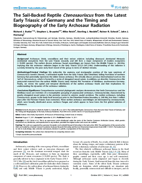 (PDF) The Sail-Backed Reptile Ctenosauriscus from the Latest Early ...