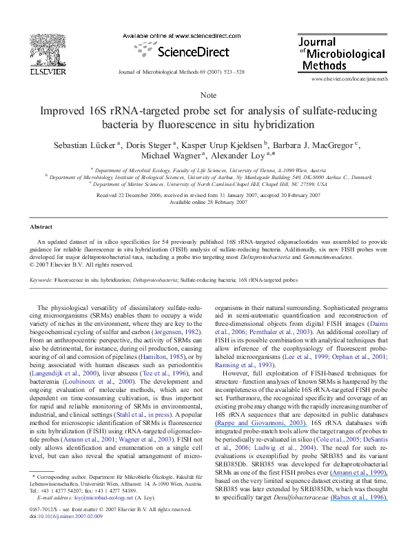 (PDF) Improved 16S rRNA-targeted probe set for analysis of sulfate-reducing bacteria by ...