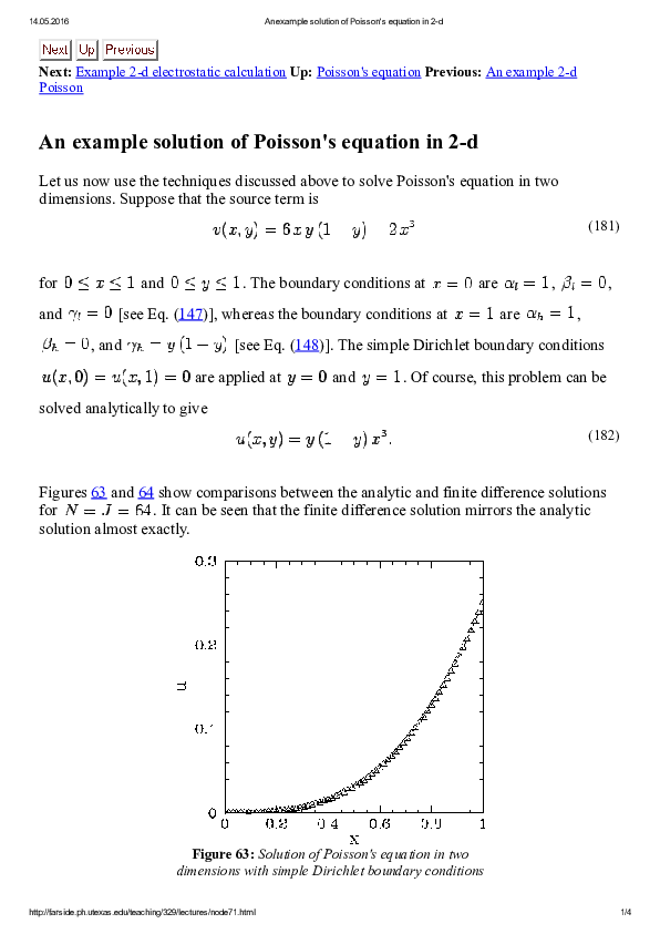 (PDF) An example solution of Poisson's equation in 2­d