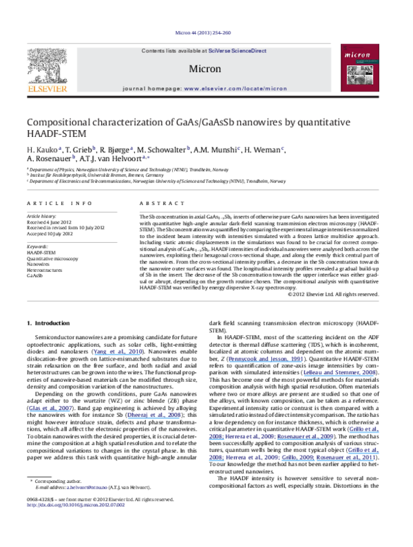 (PDF) Compositional characterization of GaAs/GaAsSb nanowires by ...
