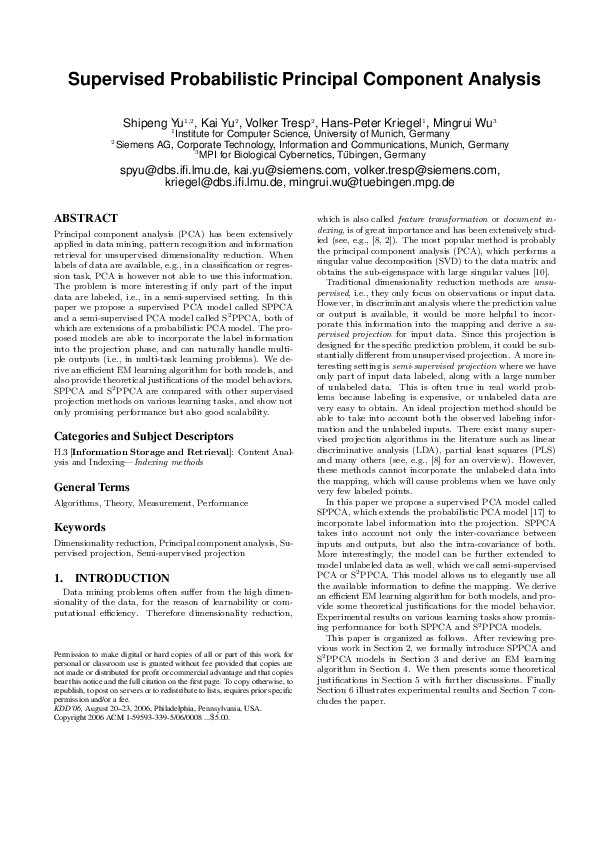 (PDF) Supervised probabilistic principal component analysis