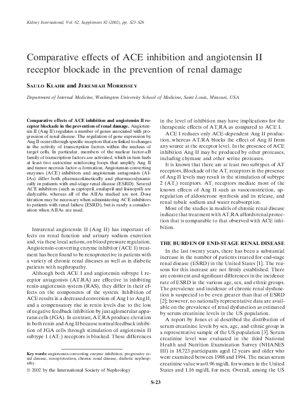 (PDF) Comparative effects of ACE inhibition and angiotensin II receptor ...