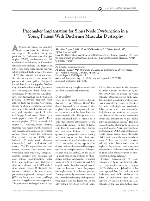 (PDF) Pacemaker Implantation for Sinus Node Dysfunction in a Young ...