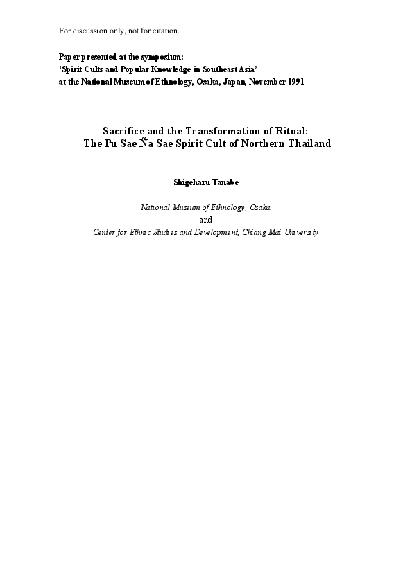 (PDF) Sacrifice and the Transformation of Ritual: The Pu Sae Ña Sae ...