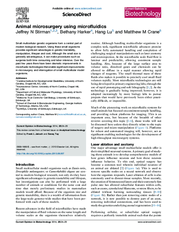 (PDF) Animal microsurgery using microfluidics
