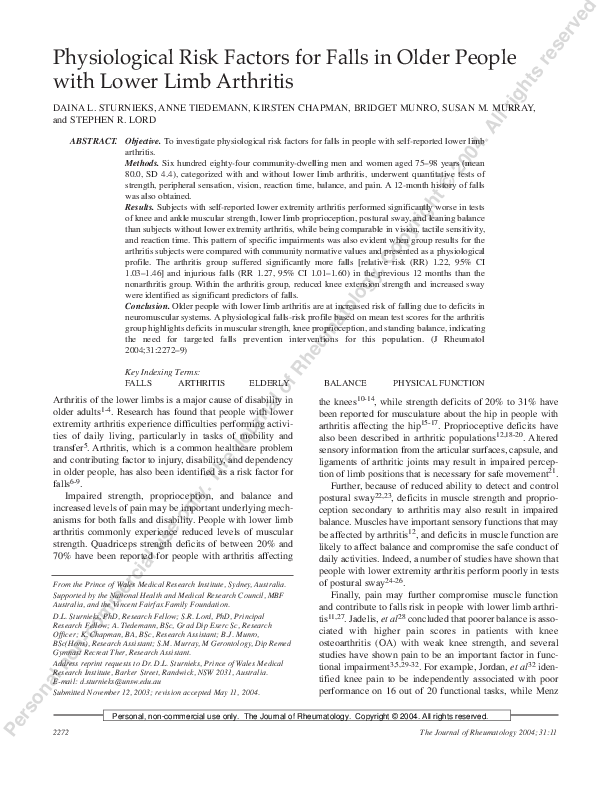 (PDF) Physiological risk factors for falls in older people with lower ...