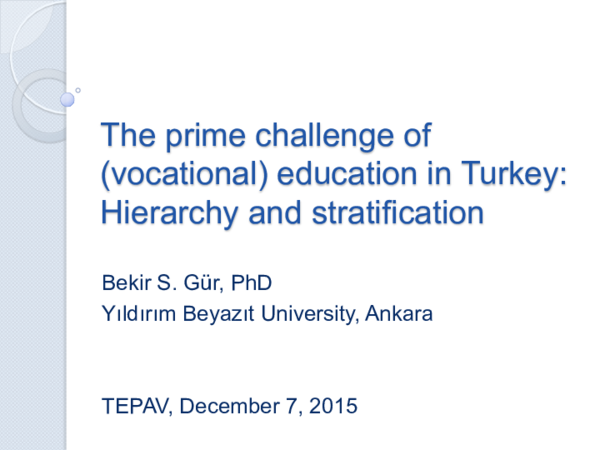 (PDF) The prime challenge of (vocational) education in Turkey ...
