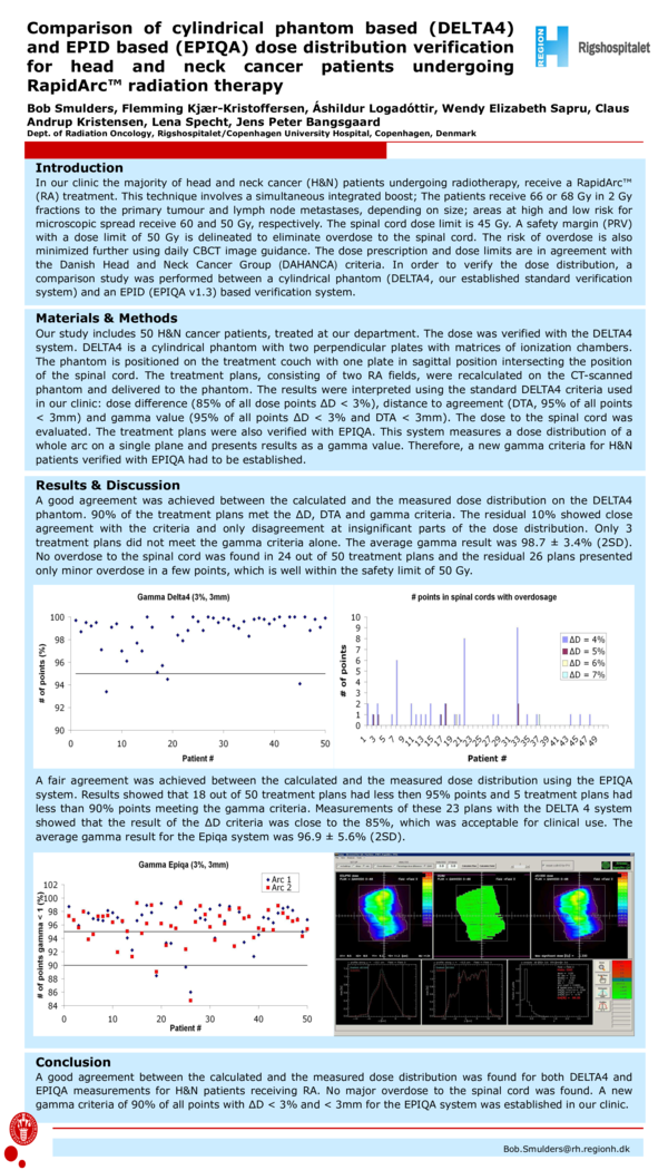(PDF) 1309 poster COMPARISON OF CYLINDRICAL PHANTOM BASED (DELTA4) AND EPID BASED (EPIQA) DOSE ...