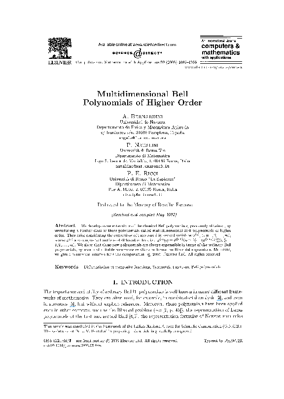 (PDF) Multidimensional bell polynomials of higher order