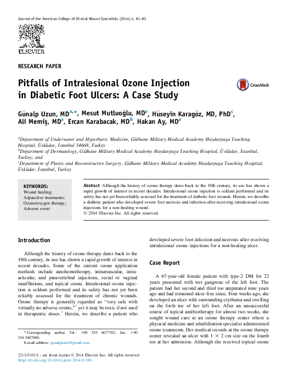 (PDF) Pitfalls of Intralesional Ozone Injection in Diabetic Foot Ulcers ...