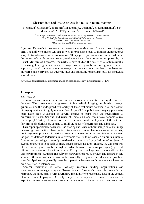 Pdf Sharing Data And Image Processing Tools In Neuroimaging