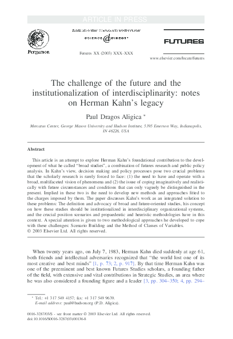 (PDF) The challenge of the future and the institutionalization of ...