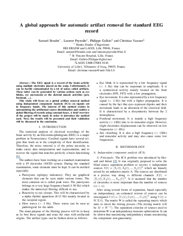 (PDF) A global approach for automatic artifact removal for standard EEG record