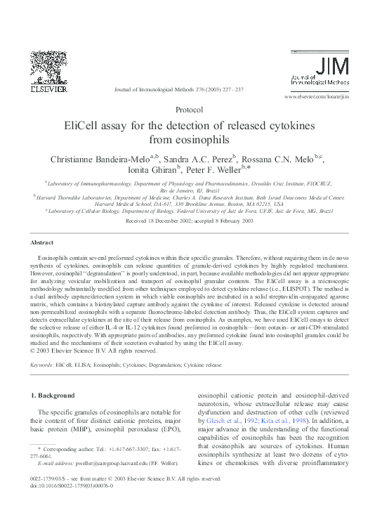 (PDF) EliCell assay for the detection of released cytokines from ...