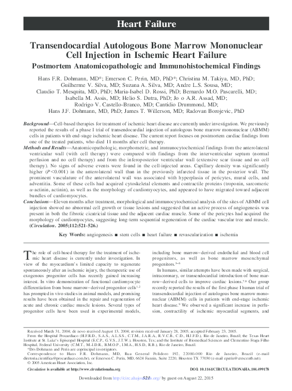 (PDF) Transendocardial Autologous Bone Marrow Mononuclear Cell ...