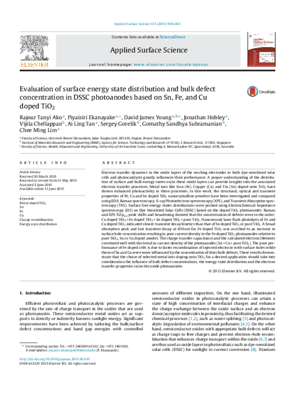 (PDF) Evaluation of surface energy state distribution and bulk defect ...