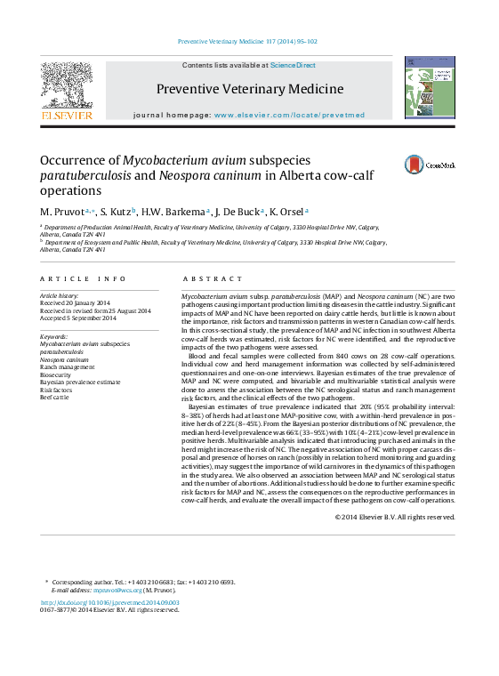 (PDF) Occurrence of Mycobacterium avium subspecies paratuberculosis and ...