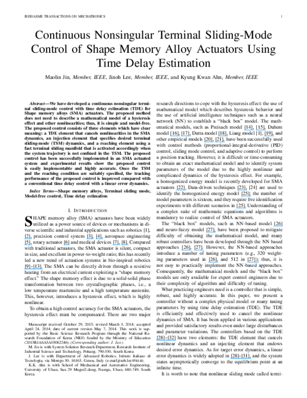 (PDF) Continuous nonsingular terminal sliding mode control for systems with mismatched disturbances