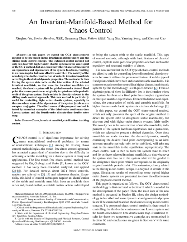 (PDF) An invariant-manifold-based method for chaos control