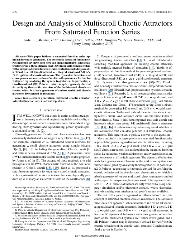 Pdf Design And Analysis Of Multiscroll Chaotic Attractors From Saturated Function Series