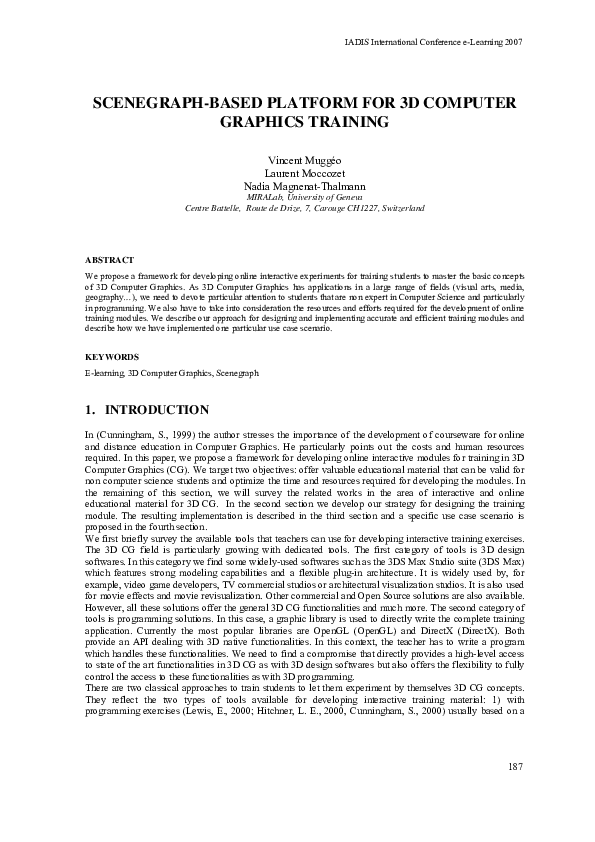 (PDF) Scenegraph-Based Platform for 3D Computer Graphics Training