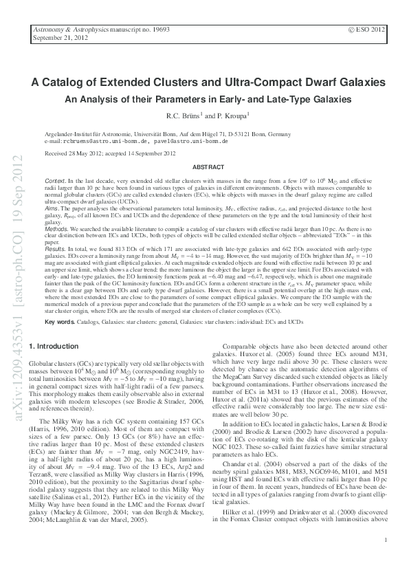(PDF) A catalog of extended clusters and ultra-compact dwarf galaxies