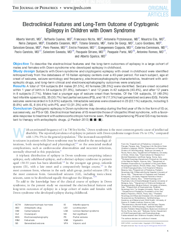 (PDF) Electroclinical Features and Long-Term Outcome of Cryptogenic ...