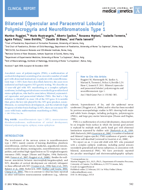 (PDF) Bilateral (opercular and paracentral lobular) polymicrogyria and ...